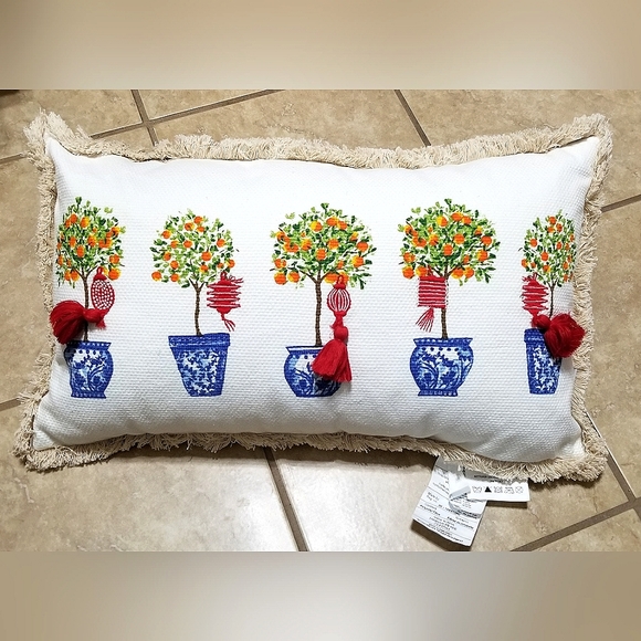 Holiday | Lunar New Year Chinoiserie Mandarin Trees Red Lanterns ...